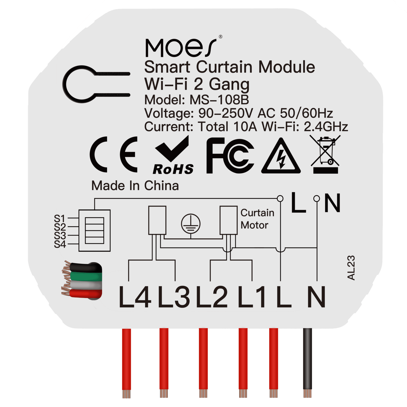 Smart Curtain Module 2Gang switch WM-108B-MS